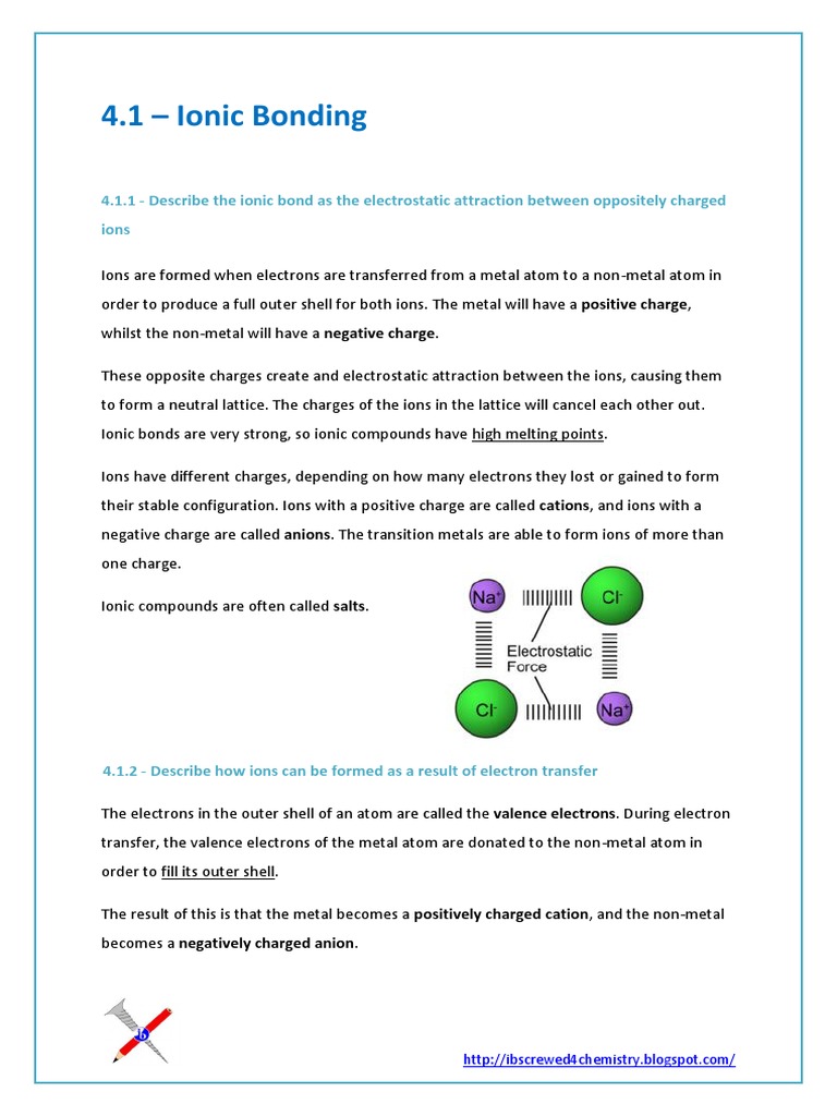 4 1 Ionic Bonding | PDF | Ion | Ionic Bonding