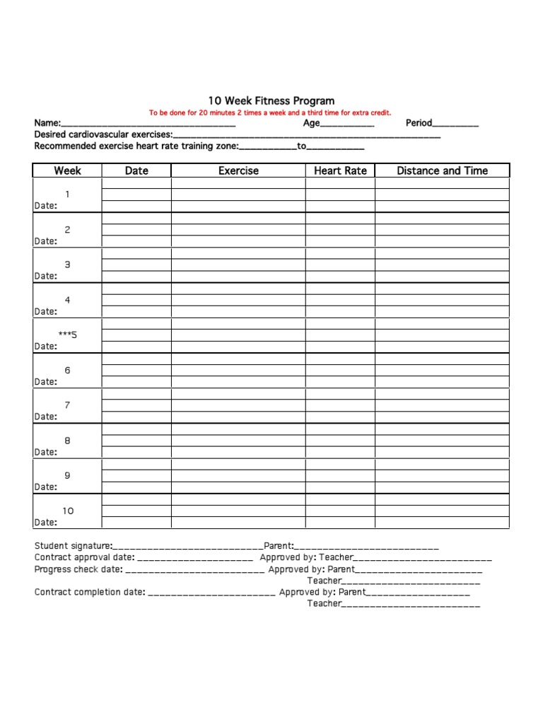 10 Week Fitness Program | PDF