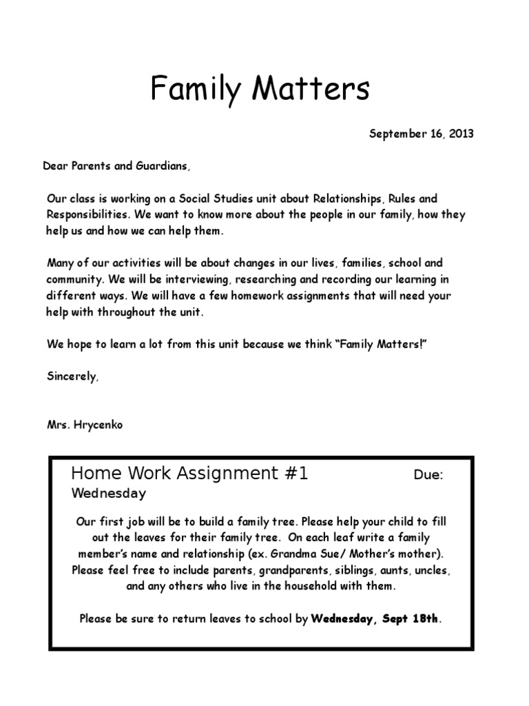 Family Tree Homework Assignment Guide | PDF