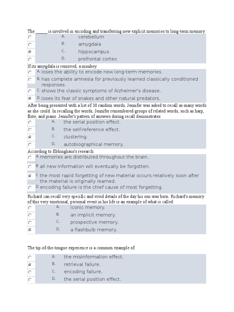 Chapter 6 Questions | PDF | Recall (Memory) | Memory
