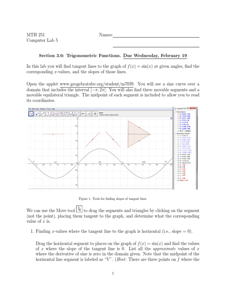 Computer Lab #5 | PDF | Trigonometric Functions | Sine
