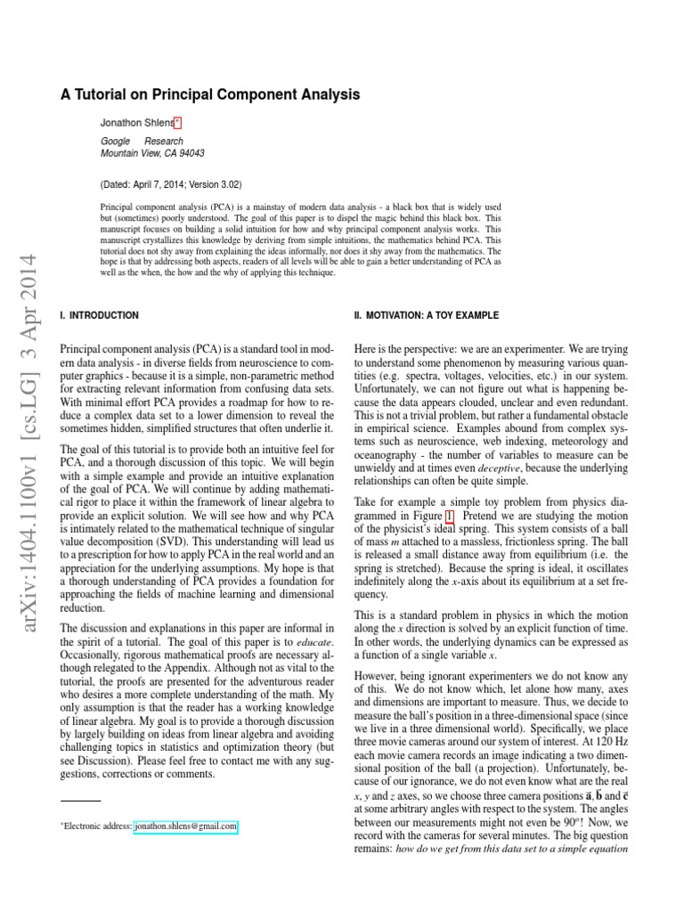 A Tutorial On Principal Component Analysis | PDF | Principal Component ...