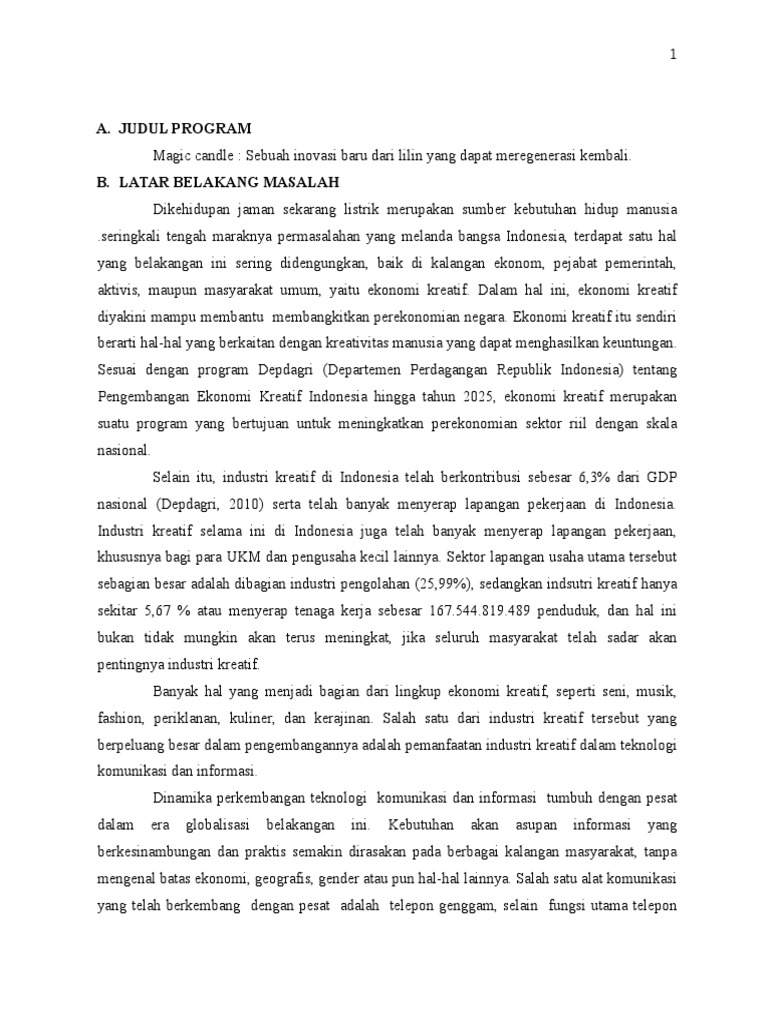 Contoh Proposal PKM-K | PDF | Bisnis | Seni