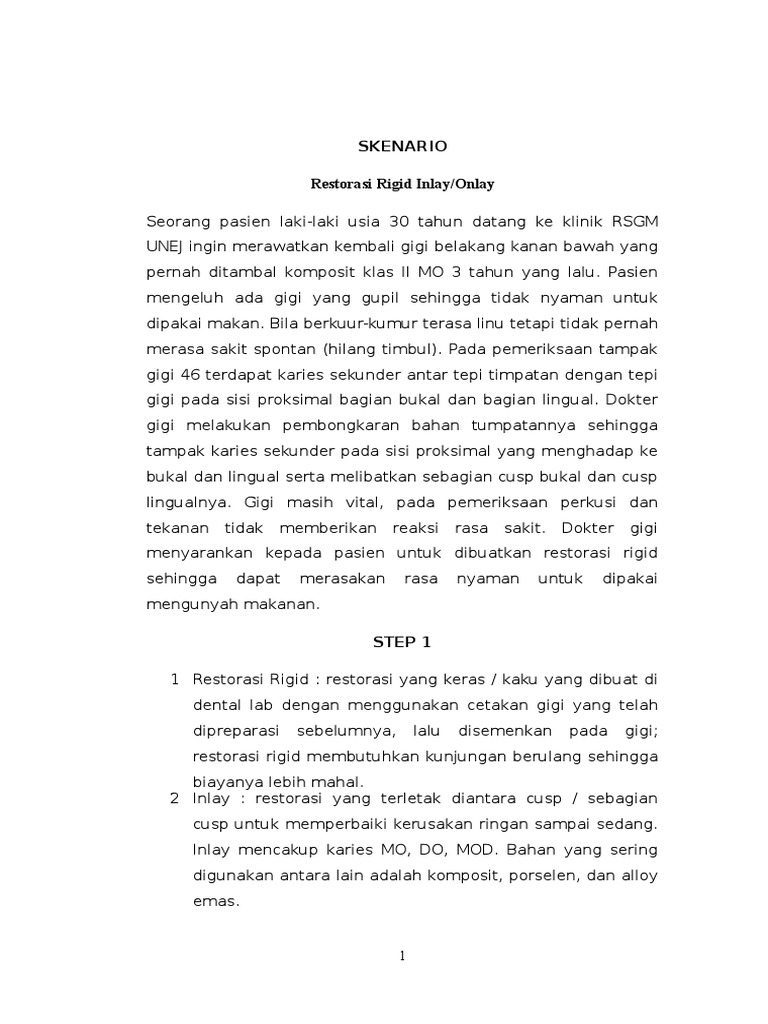 Restorasi Rigid Inlay untuk Mengatasi Karies Sekunder pada Gigi ...