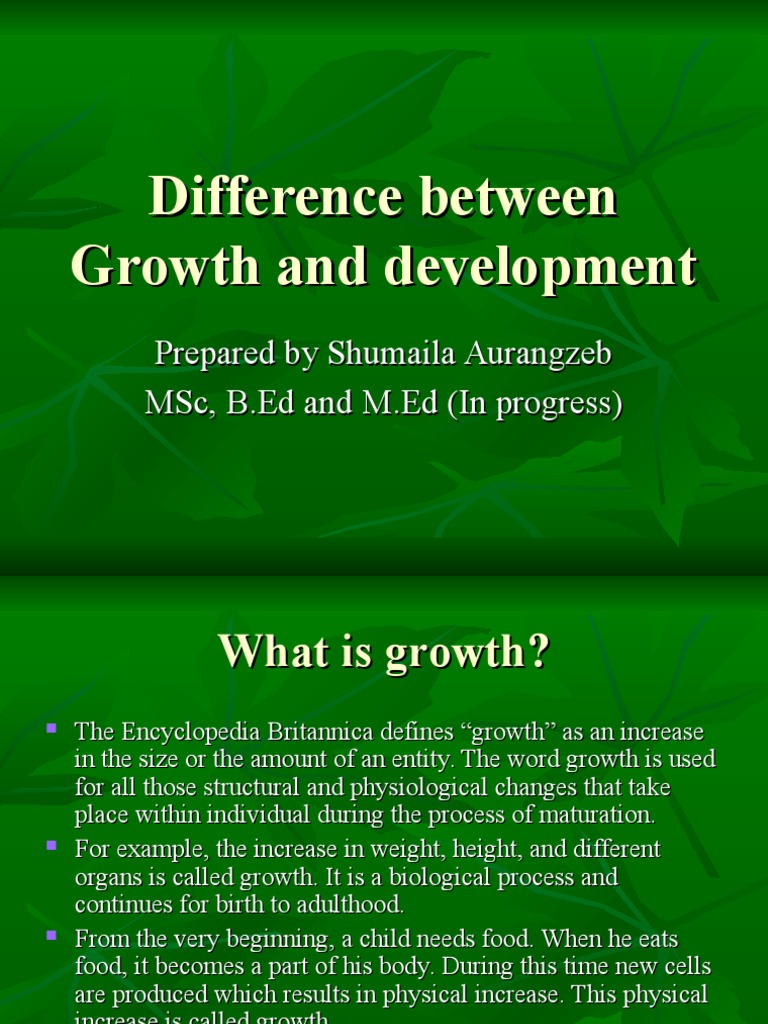 Difference Between Growth and Development | PDF | Cognitive Development ...