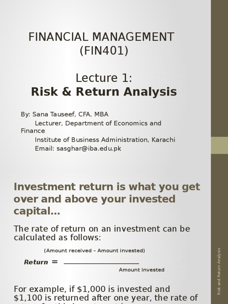 Risk & Return Analysis | PDF | Finance & Money Management
