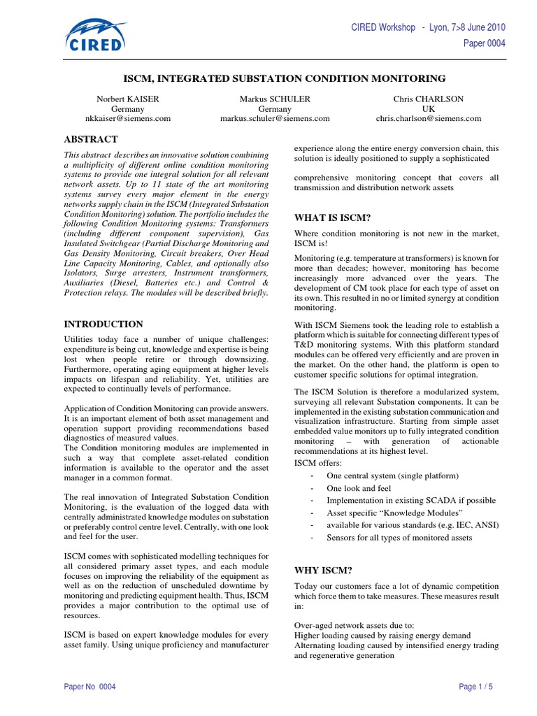 Siemens ISCM | PDF | Electrical Substation | Enterprise Resource Planning