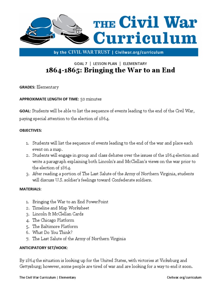 Bringing The War To An End - Lesson Packet | PDF | American Civil War ...