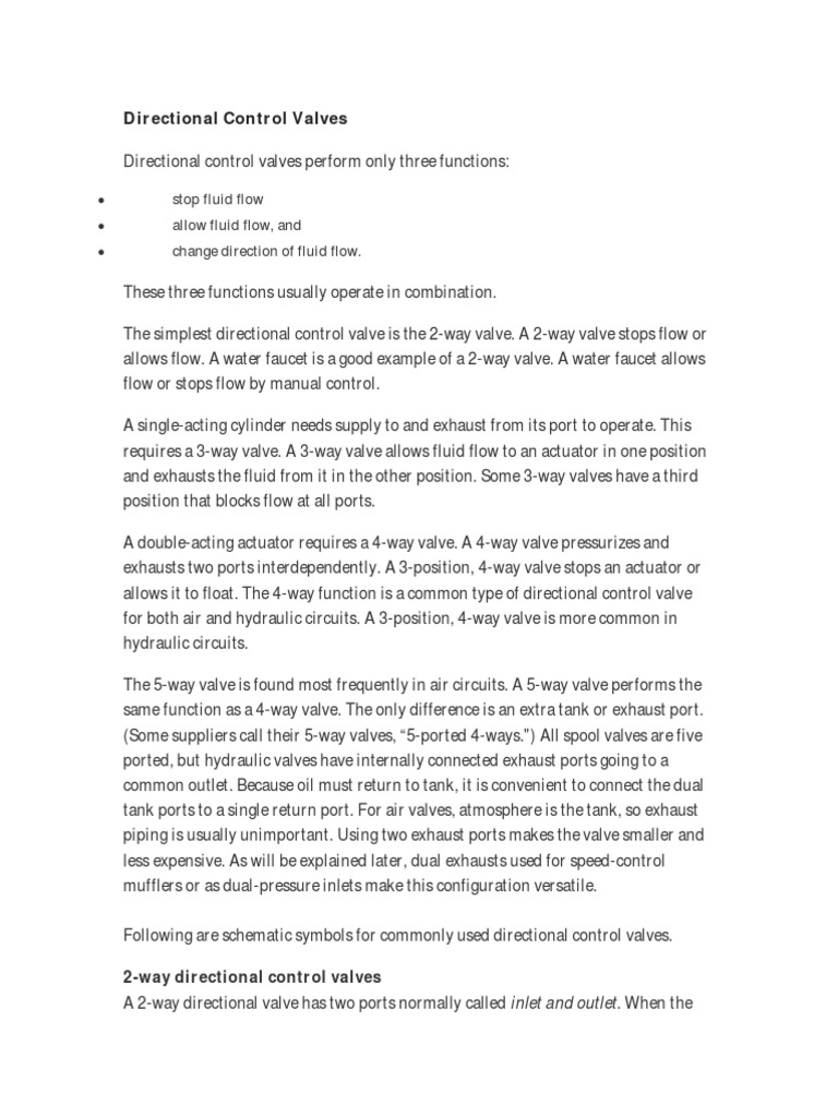 Directional Control Valves | PDF | Valve | Pump