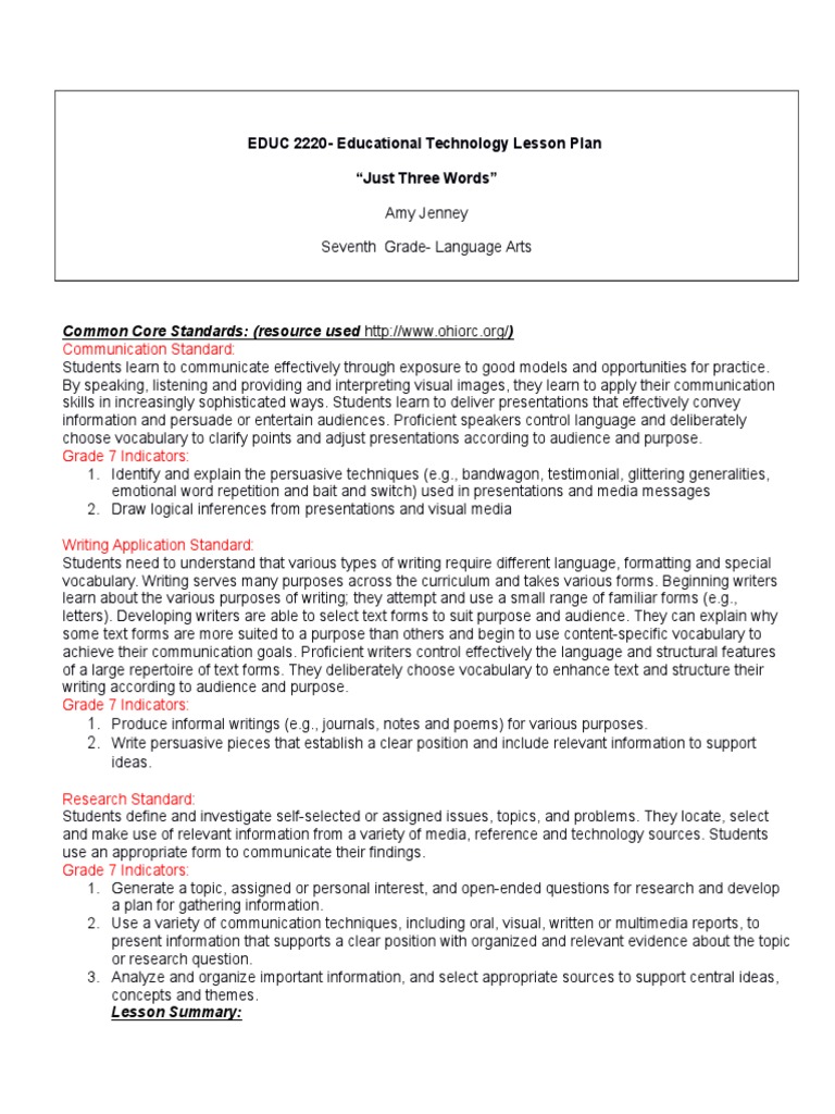 Digital Technology Lesson Plans