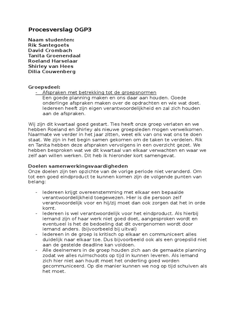Procesverslag Ogp3 | PDF