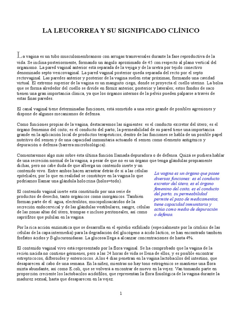 La Leucorrea y Su Significado Clínico | PDF | Vagina | Droga antiviral