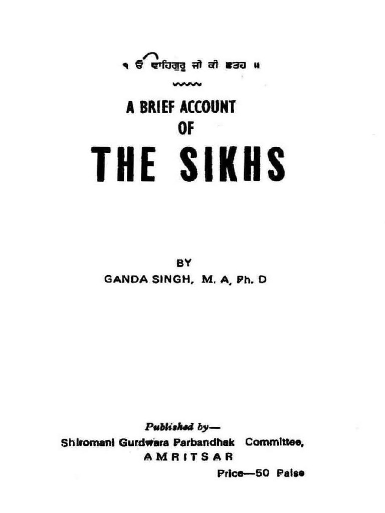 A Brief Account of The Sikhs - Dr. Ganda Singh | PDF | Sikh | Religious ...
