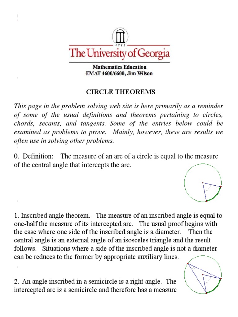 Circle Theorems | PDF | Circle | Angle