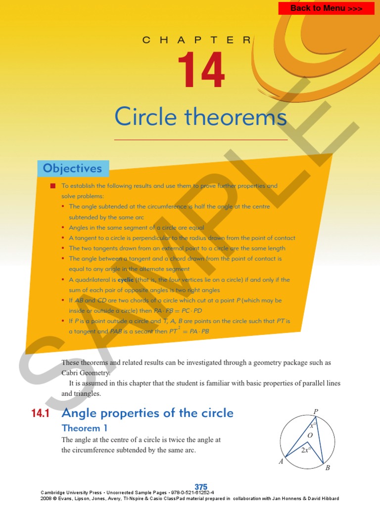 Angle Properties of The Circle | PDF | Circle | Perpendicular