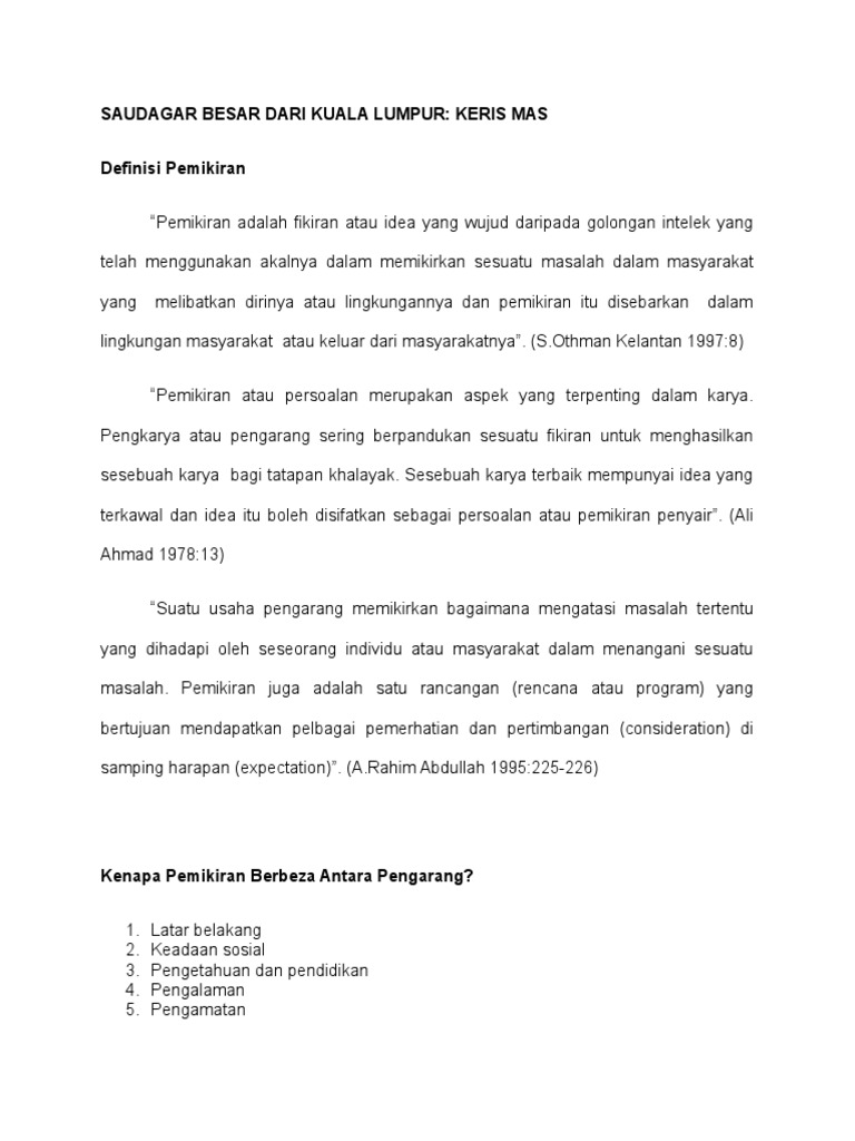 Saudagar Besar Dari Kuala Lumpur | PDF