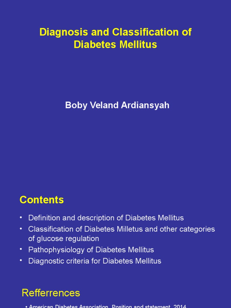 Diagnosis and Classification of Diabetes Mellitus (DR - Boby) | PDF ...