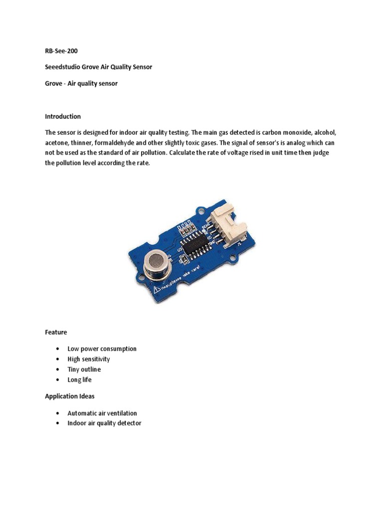 Seeedstudio Grove Air Quality Sensor | PDF | Air Pollution | Sensor