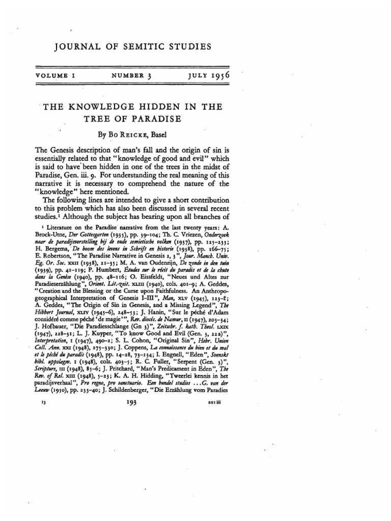 Knowledge in Genesis' Paradise | PDF | Adam And Eve | Paradise