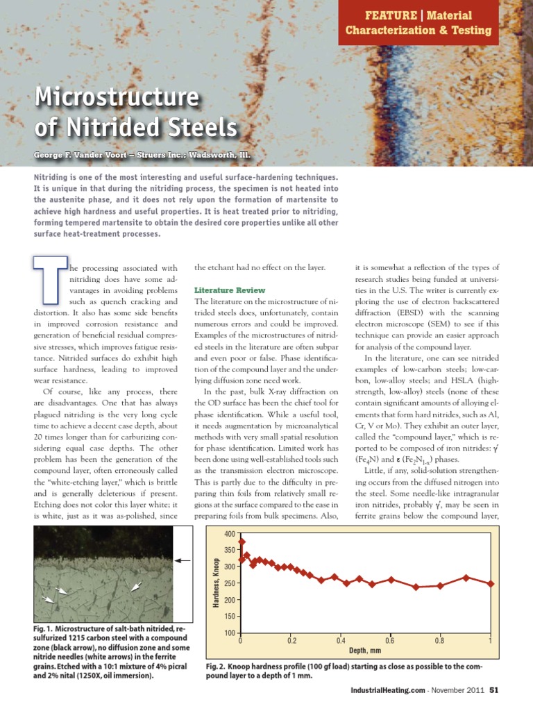Microstructure of Nitrided Steels | PDF | Heat Treating | Steel