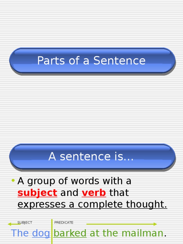 Parts of A Sentence | PDF | Predicate (Grammar) | Verb
