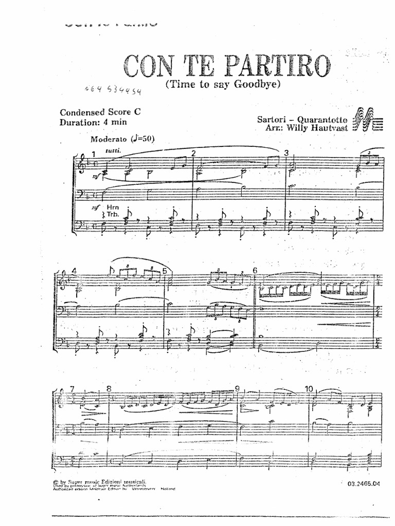Partituras para Banda - Con Te Partiro | PDF