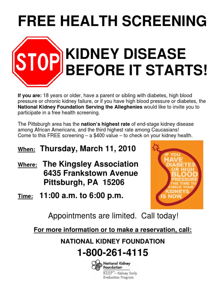 Free Health Screening Kidney Disease Before It | PDF