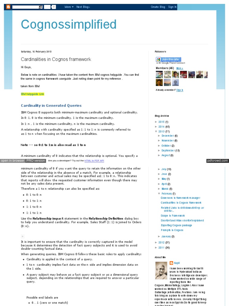 Cognossimplified Blogspot in 2013 02 Cardinalities in Cognos | PDF | Software | Data Management
