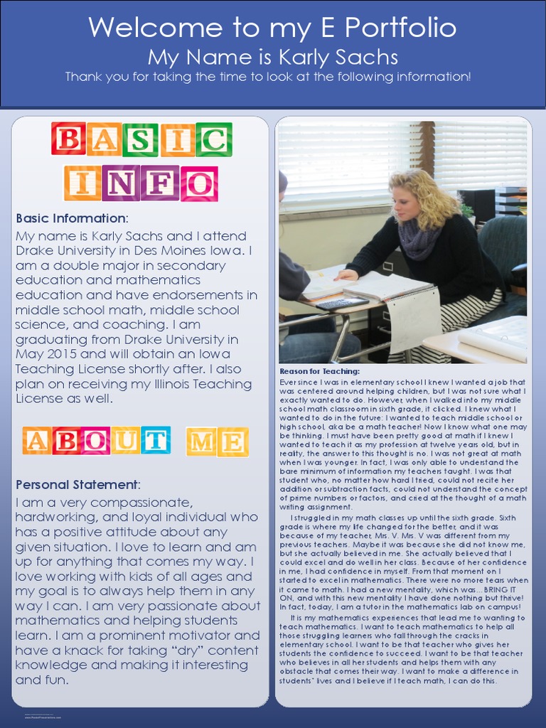 Introduction To Portfolio | PDF | Middle Schools | Teaching Mathematics