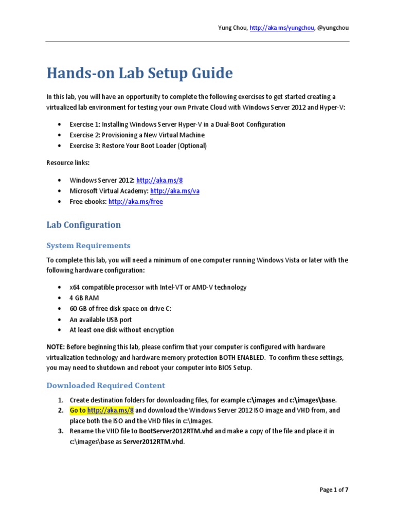 Hands-On Lab Setup Guide | Download Free PDF | Hyper V | Microsoft Windows