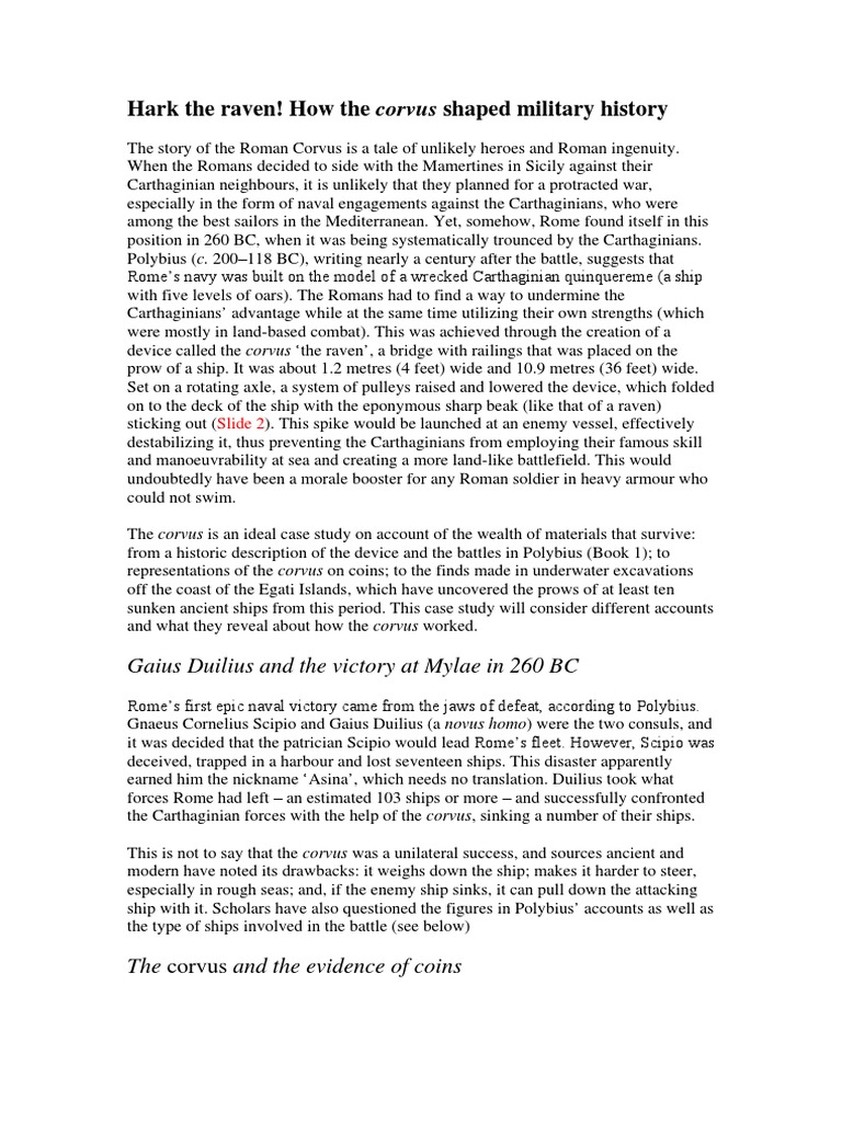 Gaius Duilius and The Corvus | PDF | Scipio Africanus | Ancient Rome