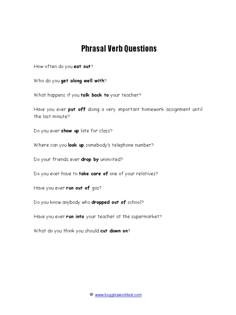 Phrasal Verb Questions | PDF | Business