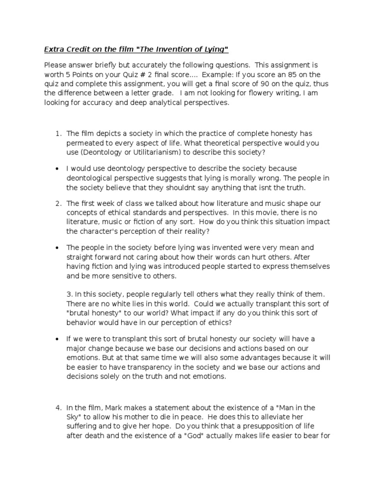 Invention of Lying | PDF | Lie | Value (Ethics)