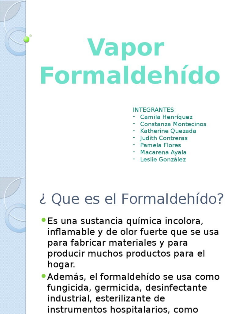 Presentación Vapor Formaldehido | PDF | Formaldehído | Esterilización ...