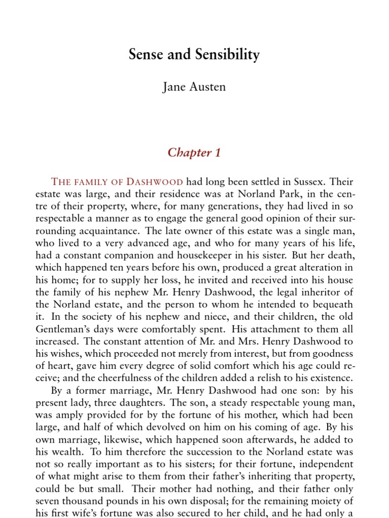 Sense and Sensibility | PDF | Elinor Dashwood | Sense And Sensibility