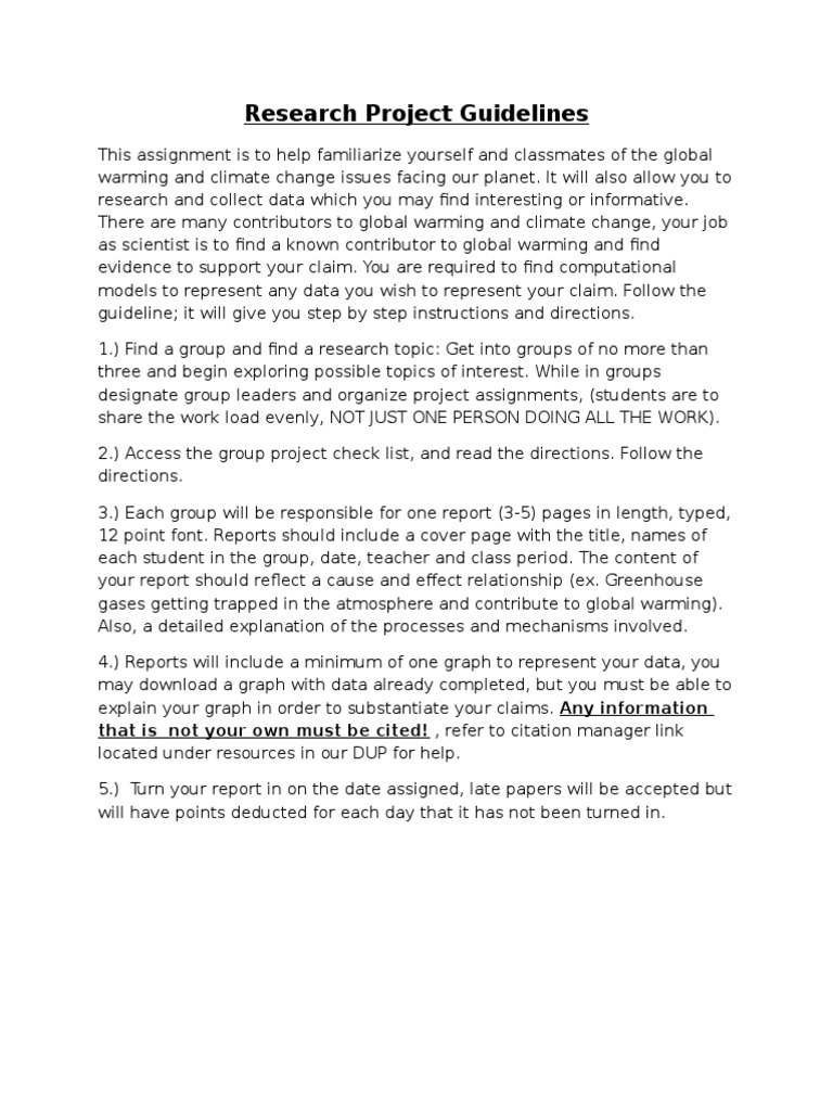 Research Project Guidelines | PDF