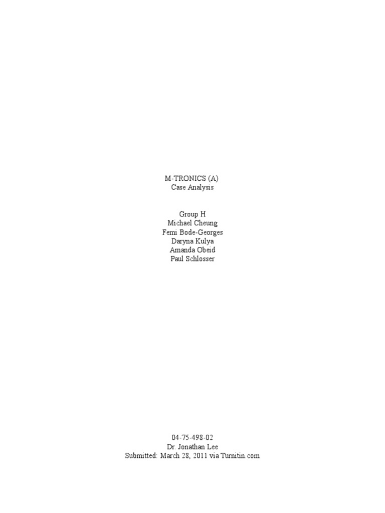 M-TRONICS Case Analysis Issues and VRINE Analysis | PDF ...