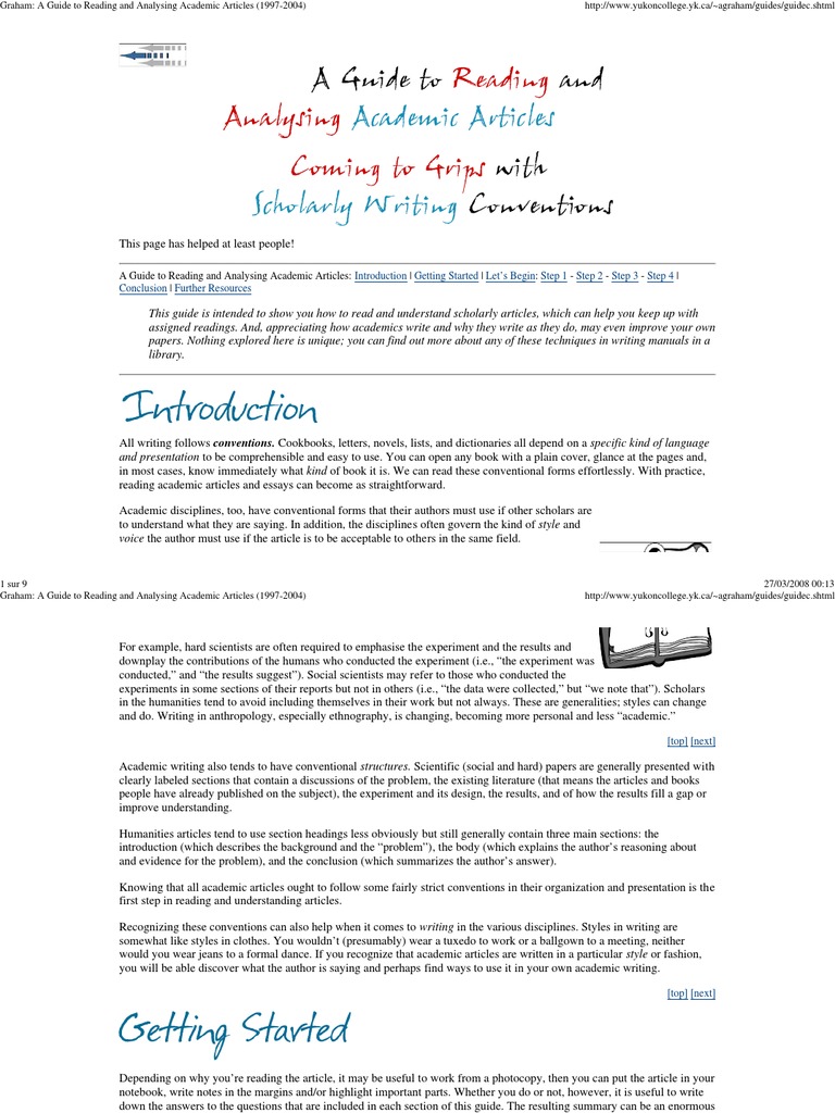 Graham A Guide To Reading and Analysing Academic Articles (1 | PDF ...