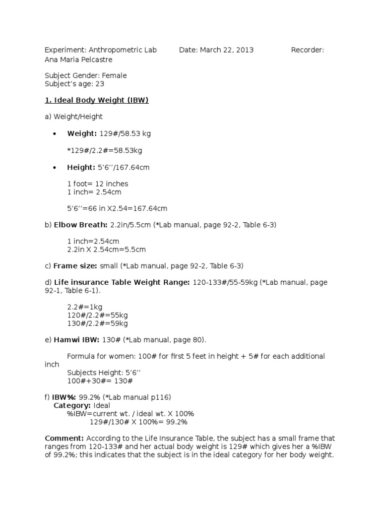 NCP 7 Anthropometric | PDF | Body Mass Index | Determinants Of Health