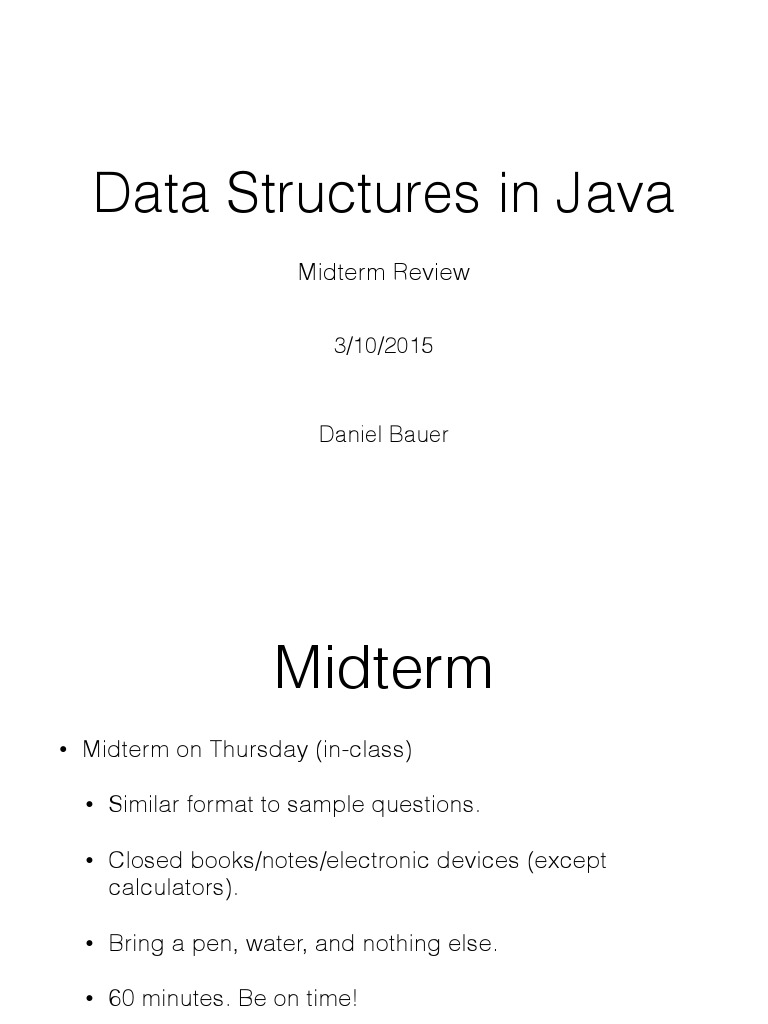 Coms w3134 Midterm Review | PDF | Algorithms And Data Structures ...