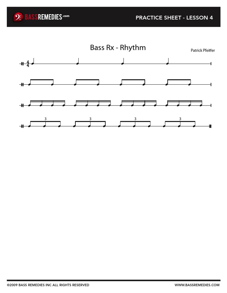 Bass Rhythm Practice Sheet | PDF