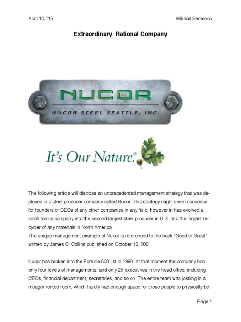Nucor's Unique Management Strategy | PDF | Salary | Economies