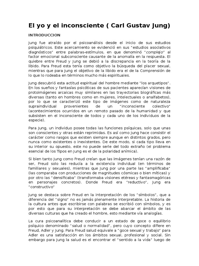 El Yo y El Inconsciente Jung | PDF | Carl Jung | Mente inconsciente