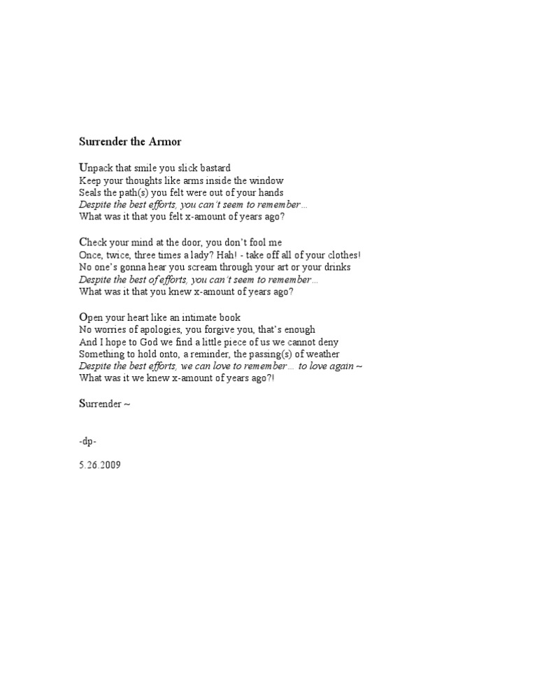 Surrender The Armor POEM | PDF