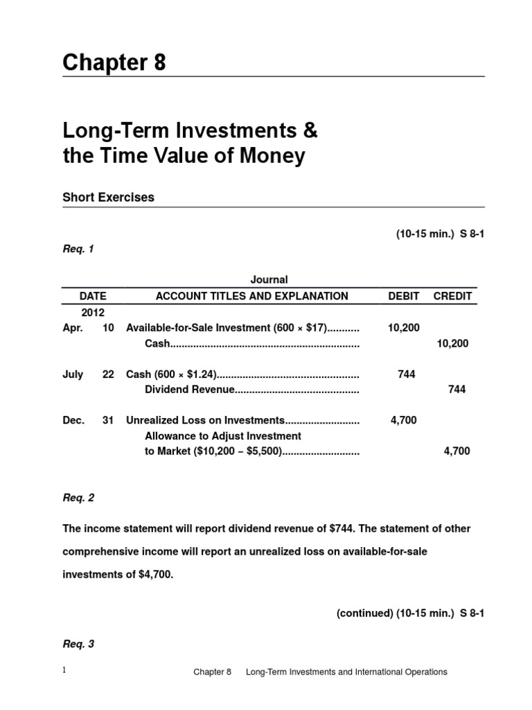 Chapter 8 Short Exercise Solutions | PDF | Goodwill (Accounting ...