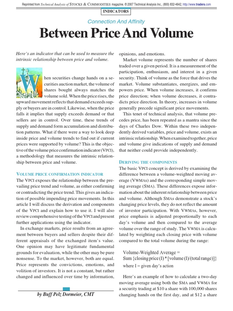 VPCI Between Price Volume | PDF | Market Trend | Technical Analysis
