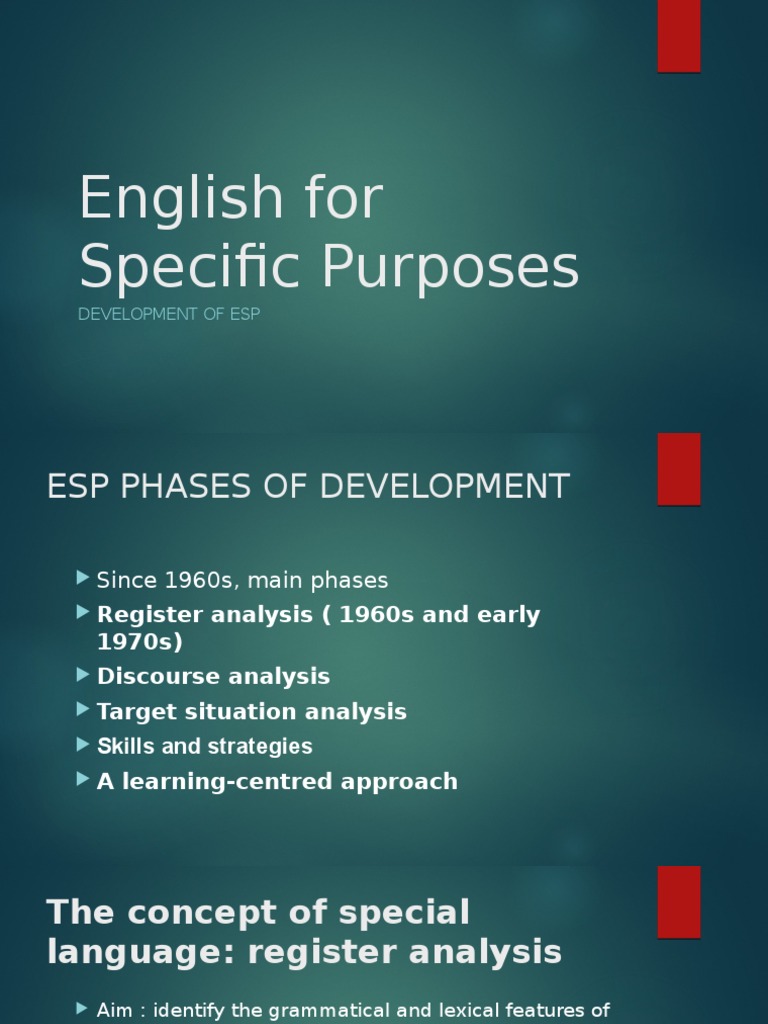 ESP Development of ESP | PDF | English Language | Linguistics