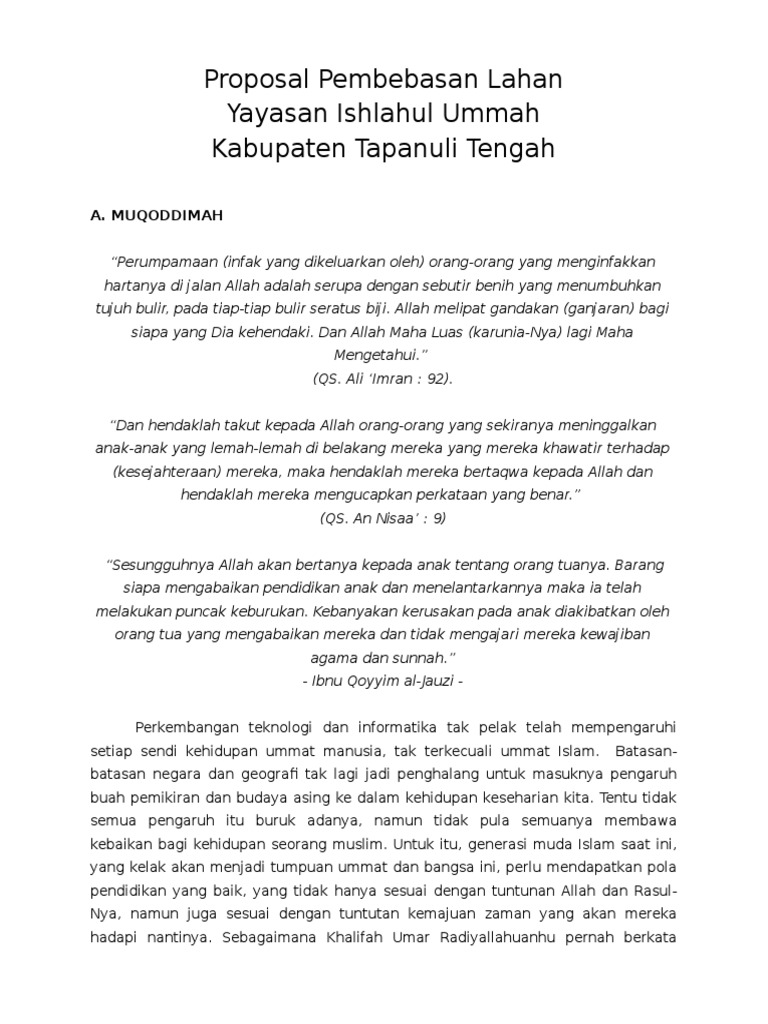 Proposal Pembebasan Lahan | PDF