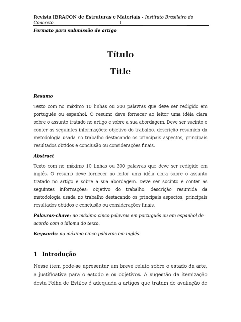 TCC - MODELO | Abstract (Resumo) | Língua Portuguesa