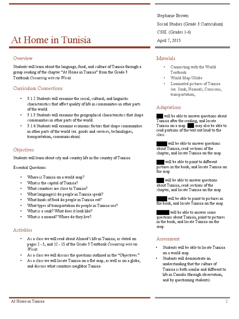 Exploring Tunisia: A Grade 3 Guide | PDF | Learning | Communication